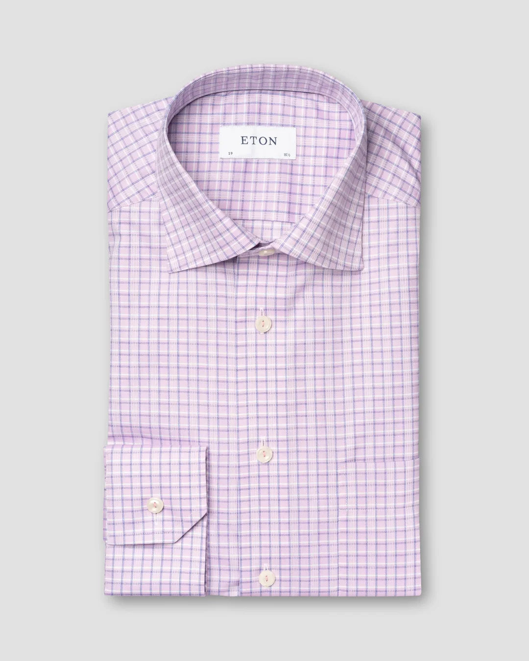Eton Signature Twill Sport Shirt in Pink Tri-Color Check Pattern – Uomo ...